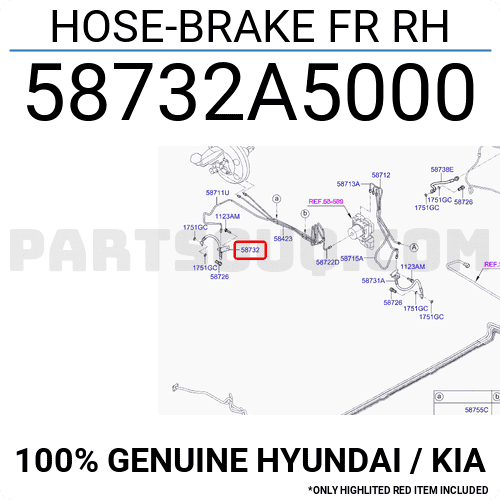 HOSE-BRAKE FR RH 58732A5000 | Hyundai / KIA Parts | PartSouq