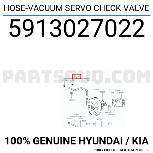 HOSE-VACUUM SERVO CHECK VALVE 5913027022 | Hyundai / KIA Parts | PartSouq