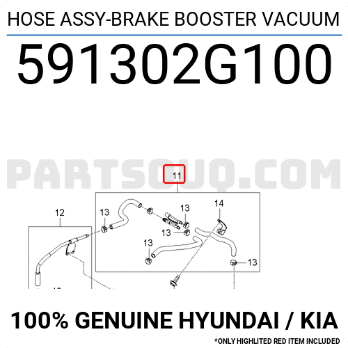 HOSE ASSY-BRAKE BOOSTER VACUUM 591302G100 | Hyundai / KIA Parts | PartSouq