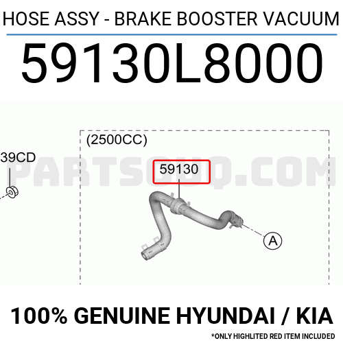 HOSE ASSY - BRAKE BOOSTER VACUUM 59130L8000 | Hyundai / KIA Parts ...