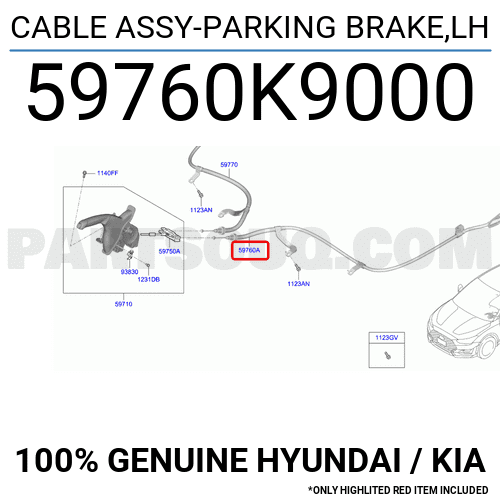 CABLE ASSY-PARKING BRAKE,LH 59760K9000 | Hyundai / KIA Parts | PartSouq