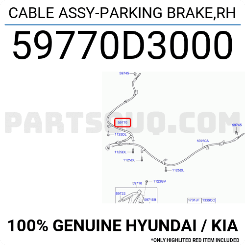 CABLE ASSY-PARKING BRAKE,RH 59770D3000 | Hyundai / KIA Parts | PartSouq