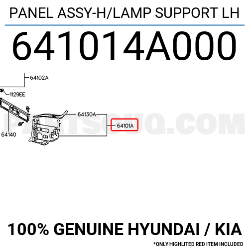 PANEL ASSY-H/LAMP SUPPORT LH 641014A000 | Hyundai / KIA Parts | PartSouq