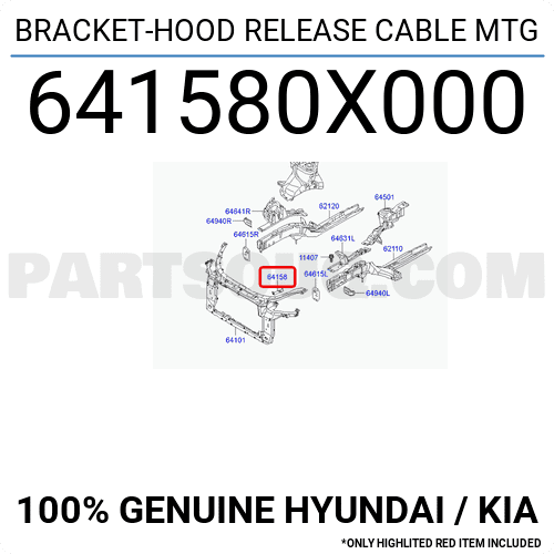 BRACKET-HOOD RELEASE CABLE MTG 641580X000 | Hyundai / KIA Parts | PartSouq