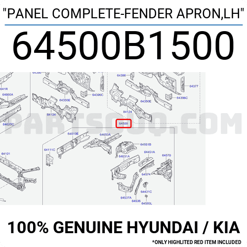 PANEL COMPLETE-FENDER APRON,LH 64500B1500 | Hyundai / KIA Parts | PartSouq