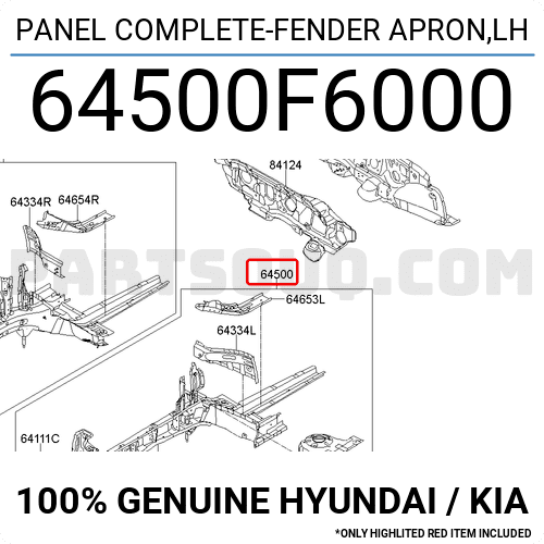 PANEL COMPLETE-FENDER APRON,LH 64500F6000 | Hyundai / KIA Parts | PartSouq