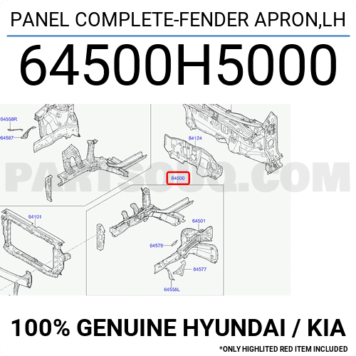 PANEL COMPLETE-FENDER APRON,LH 64500H5000 | Hyundai / KIA Parts | PartSouq
