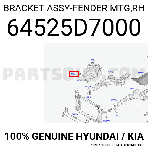 BRACKET ASSY-FENDER MTG,RH 64525D7000 | Hyundai / KIA Parts | PartSouq