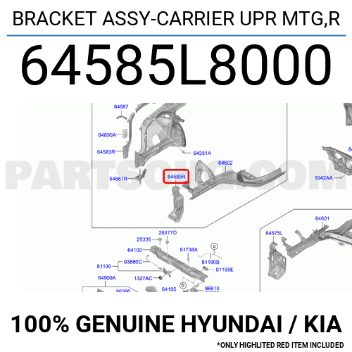 BRACKET ASSY-CARRIER UPR MTG,R 64585L8000 | Hyundai / KIA Parts | PartSouq