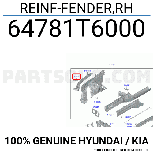 REINF-FENDER,RH 64781T6000 | Hyundai / KIA Parts | PartSouq