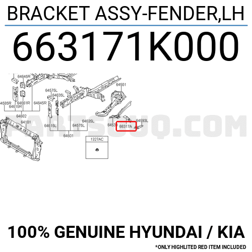 BRACKET ASSY-FENDER,LH 663171K000 | Hyundai / KIA Parts | PartSouq