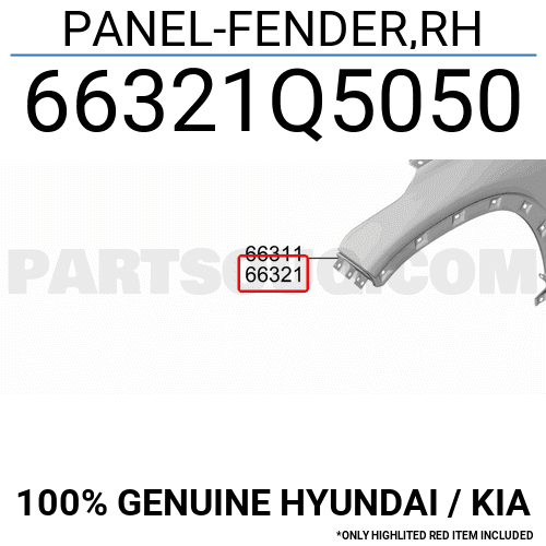 PANEL-FENDER,RH 66321Q5050 | Hyundai / KIA Parts | PartSouq