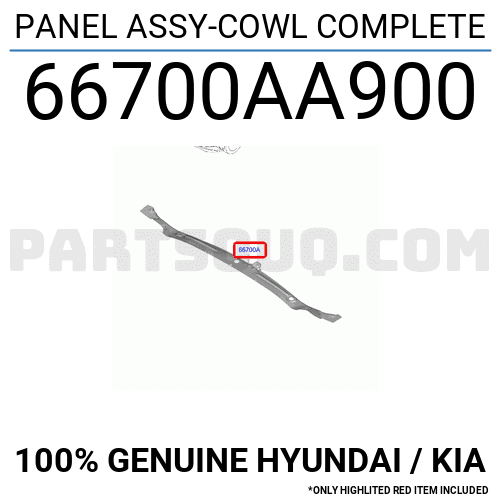 PANEL ASSY-COWL COMPLETE 66700AA900 | Hyundai / KIA Parts | PartSouq