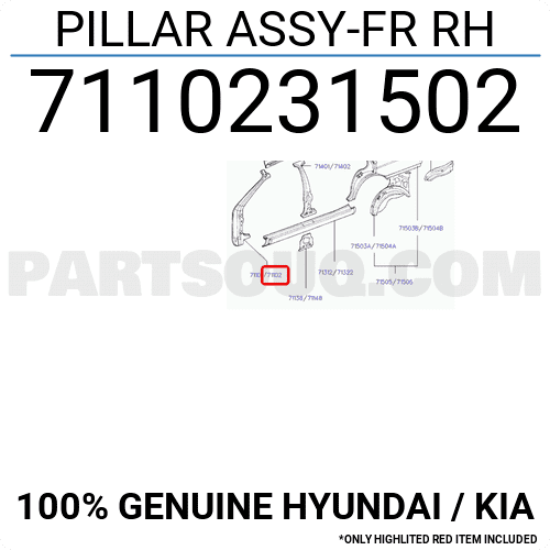 PILLAR ASSY-FR RH 7110231502 | Hyundai / KIA Parts | PartSouq