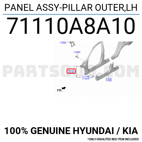 PANEL ASSY-PILLAR OUTER,LH 71110A8A10 | Hyundai / KIA Parts | PartSouq