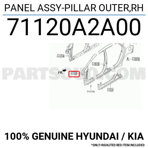 PANEL ASSY-PILLAR OUTER,RH 71120A2A00 | Hyundai / KIA Parts | PartSouq