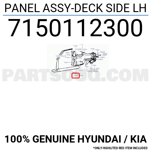 PANEL ASSY-DECK SIDE LH 7150112300 | Hyundai / KIA Parts | PartSouq