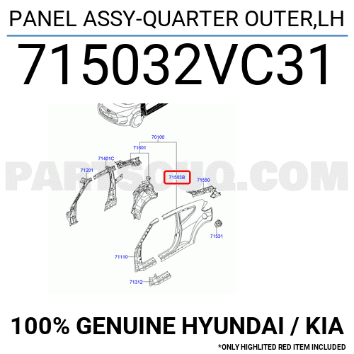 PANEL ASSY-QUARTER OUTER,LH 715032VC31 | Hyundai / KIA Parts | PartSouq