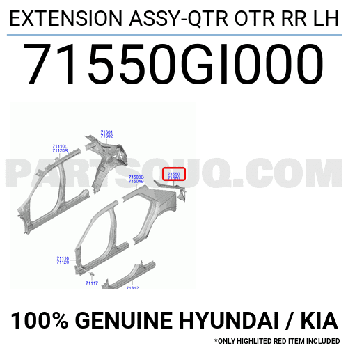 EXTENSION ASSY-QTR OTR RR LH 71550GI000 | Hyundai / KIA Parts | PartSouq