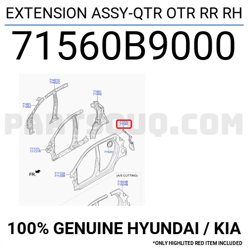EXTENSION ASSY-QTR OTR RR RH 71560B9000 | Hyundai / KIA Parts | PartSouq