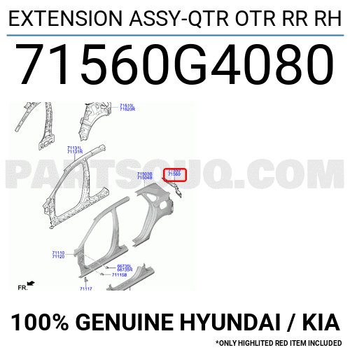 EXTENSION ASSY-QTR OTR RR RH 71560G4080 | Hyundai / KIA Parts | PartSouq
