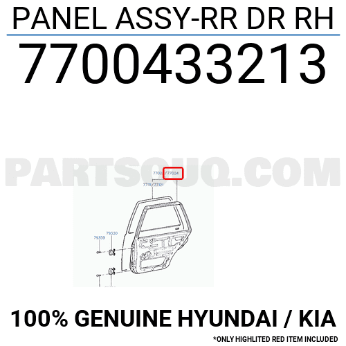 PANEL ASSY-RR DR RH 7700433213 | Hyundai / KIA Parts | PartSouq