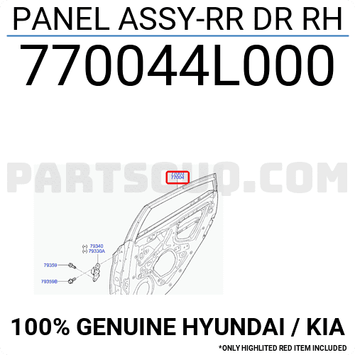 PANEL ASSY-RR DR RH 770044L000 | Hyundai / KIA Parts | PartSouq