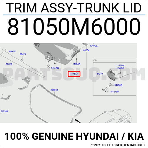 TRIM ASSY-TRUNK LID 81050M6000 | Hyundai / KIA Parts | PartSouq