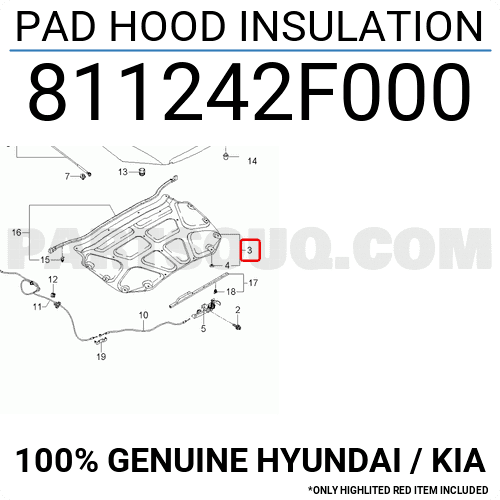 PAD HOOD INSULATION 811242F000 | Hyundai / KIA Parts | PartSouq