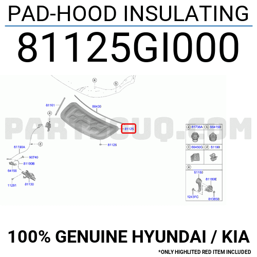 PAD-HOOD INSULATING 81125GI000 | Hyundai / KIA Parts | PartSouq