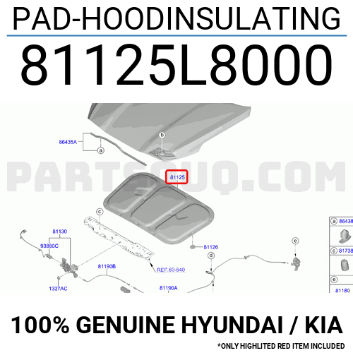 PAD-HOODINSULATING 81125L8000 | Hyundai / KIA Parts | PartSouq