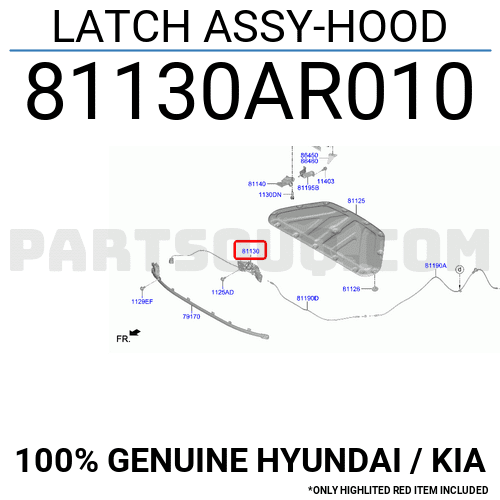 LATCH ASSY-HOOD 81130AR010 | Hyundai / KIA Parts | PartSouq