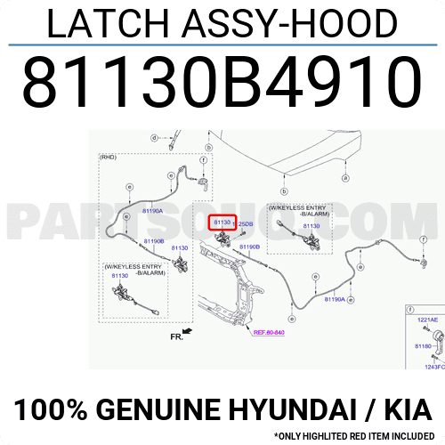 LATCH ASSY-HOOD 81130B4910 | Hyundai / KIA Parts | PartSouq