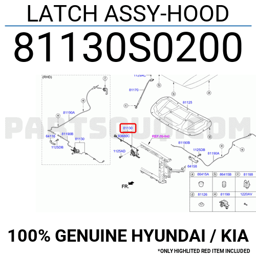 LATCH ASSY-HOOD 81130S0200 | Hyundai / KIA Parts | PartSouq