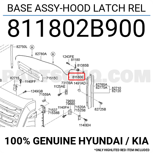 BASE ASSY-HOOD LATCH REL 811802B900 | Hyundai / KIA Parts | PartSouq