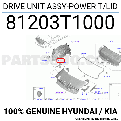 DRIVE UNIT ASSY-POWER T/LID 81203T1000 | Hyundai / KIA Parts | PartSouq