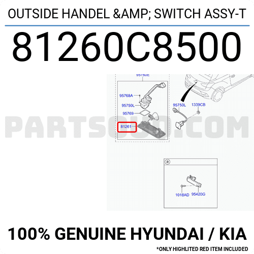 OUTSIDE HANDEL & SWITCH ASSY-T 81260C8500 | Hyundai / KIA Parts | PartSouq