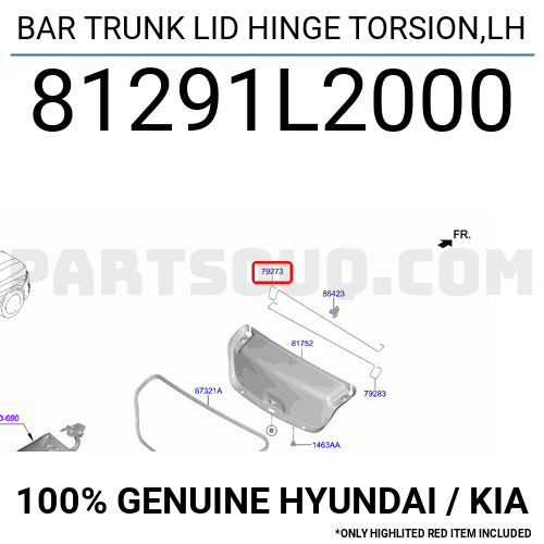 BAR TRUNK LID HINGE TORSION,LH 81291L2000 | Hyundai / KIA Parts | PartSouq