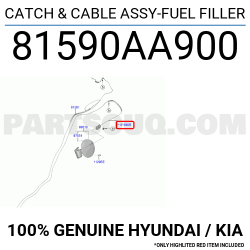 CATCH & CABLE ASSY-FUEL FILLER 81590AA900 | Hyundai / KIA Parts | PartSouq