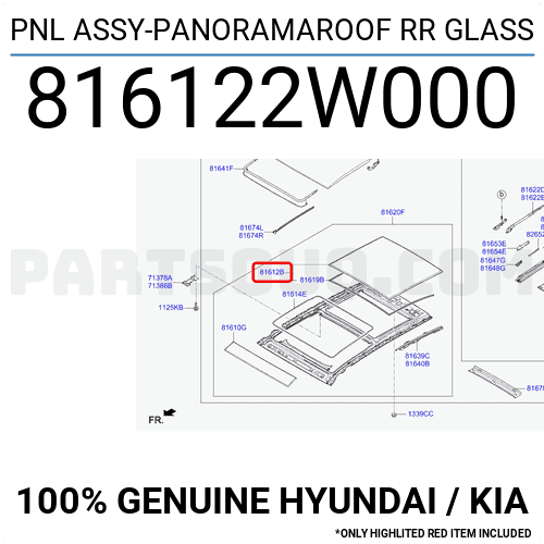 PNL ASSY-PANORAMAROOF RR GLASS 816122W000 | Hyundai / KIA Parts | PartSouq