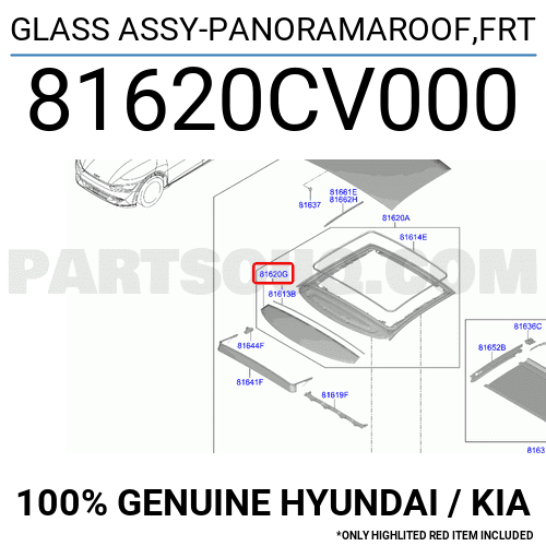 GLASS ASSY-PANORAMAROOF,FRT 81620CV000 | Hyundai / KIA Parts | PartSouq