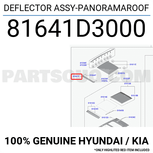 DEFLECTOR ASSY-PANORAMAROOF 81641D3000 | Hyundai / KIA Parts | PartSouq