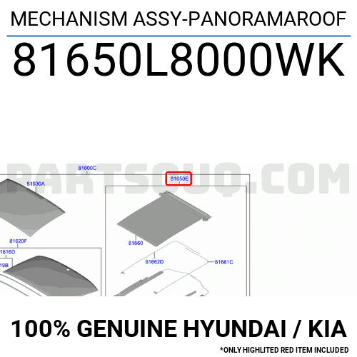 MECHANISM ASSY-PANORAMAROOF 81650L8000WK | Hyundai / KIA Parts | PartSouq