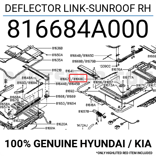 DEFLECTOR LINK-SUNROOF RH 816684A000 | Hyundai / KIA Parts | PartSouq