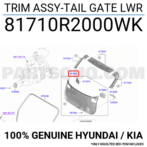 TRIM ASSY-TAIL GATE LWR 81710R2000WK | Hyundai / KIA Parts | PartSouq