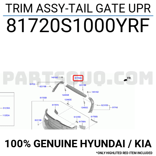 TRIM ASSY-TAIL GATE UPR 81720S1000YRF | Hyundai / KIA Parts | PartSouq