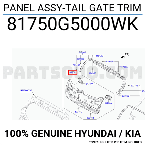 PANEL ASSY-TAIL GATE TRIM 81750G5000WK | Hyundai / KIA Parts | PartSouq