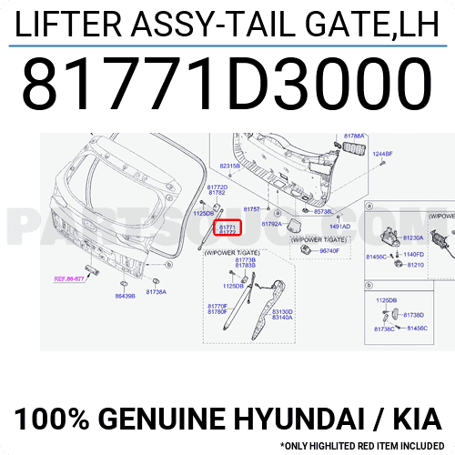 LIFTER ASSY-TAIL GATE,LH 81771D3000 | Hyundai / KIA Parts | PartSouq