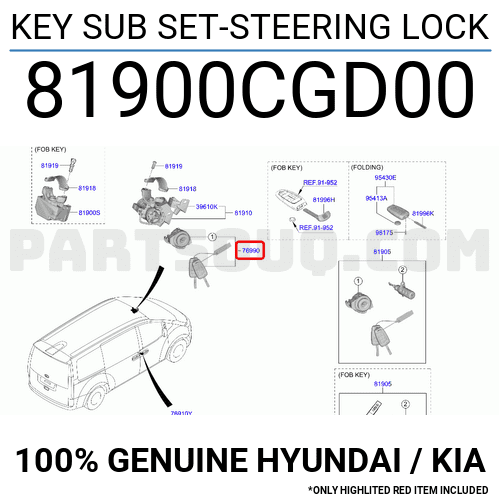KEY SUB SET-STEERING LOCK 81900CGD00 | Hyundai / KIA Parts | PartSouq