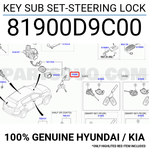 KEY SUB SET-STEERING LOCK 81900D9C00 | Hyundai / KIA Parts | PartSouq